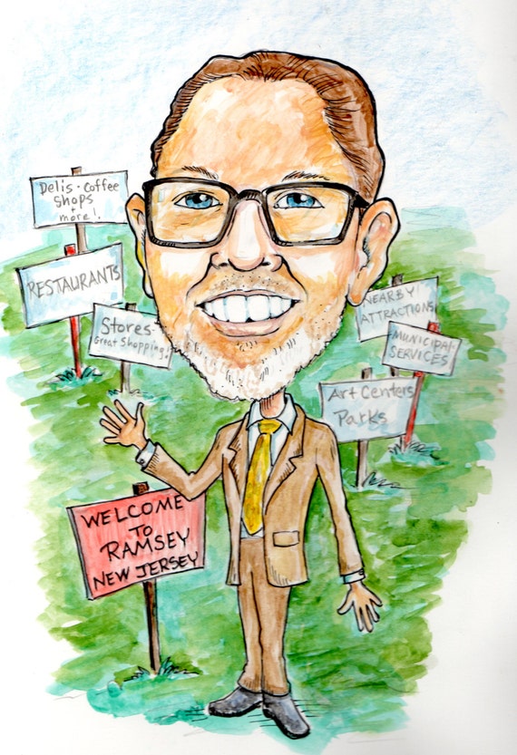 Hand-made Watercolor Caricature/full Gag Background/your - Etsy