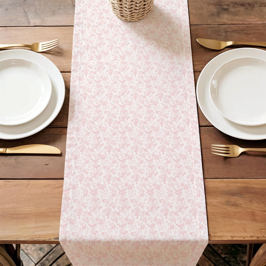 Pink Toile Table Runner: French Country Bridal Shower Decor - Etsy