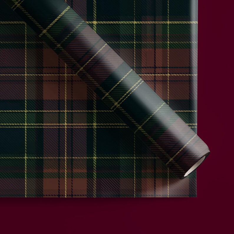 Dark Tartan Christmas Gift Wrap: Luxury Plaid Wrapping Paper - Etsy