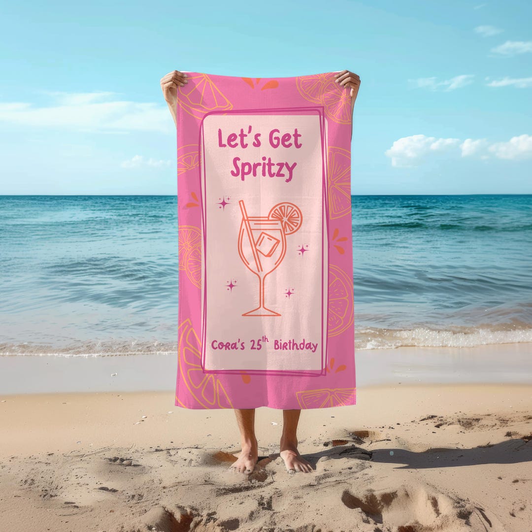 Lets Get Spritzy Beach Towel, Aperol Spritz Towel, Euro Summer Pool ...