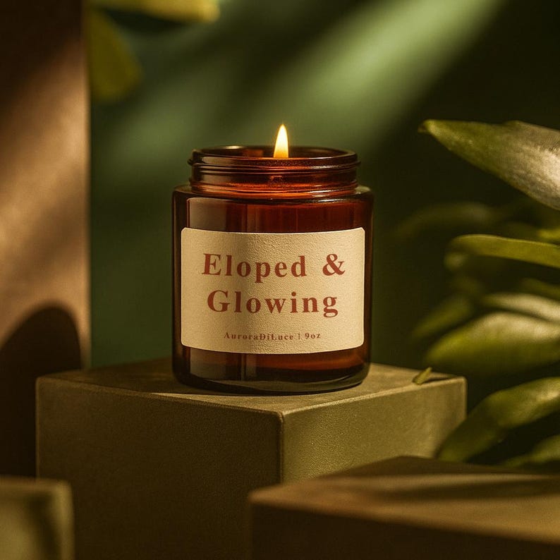 Eloped & Glowing Soy Candle | Hand-poured Wedding Keepsake 9oz - Etsy