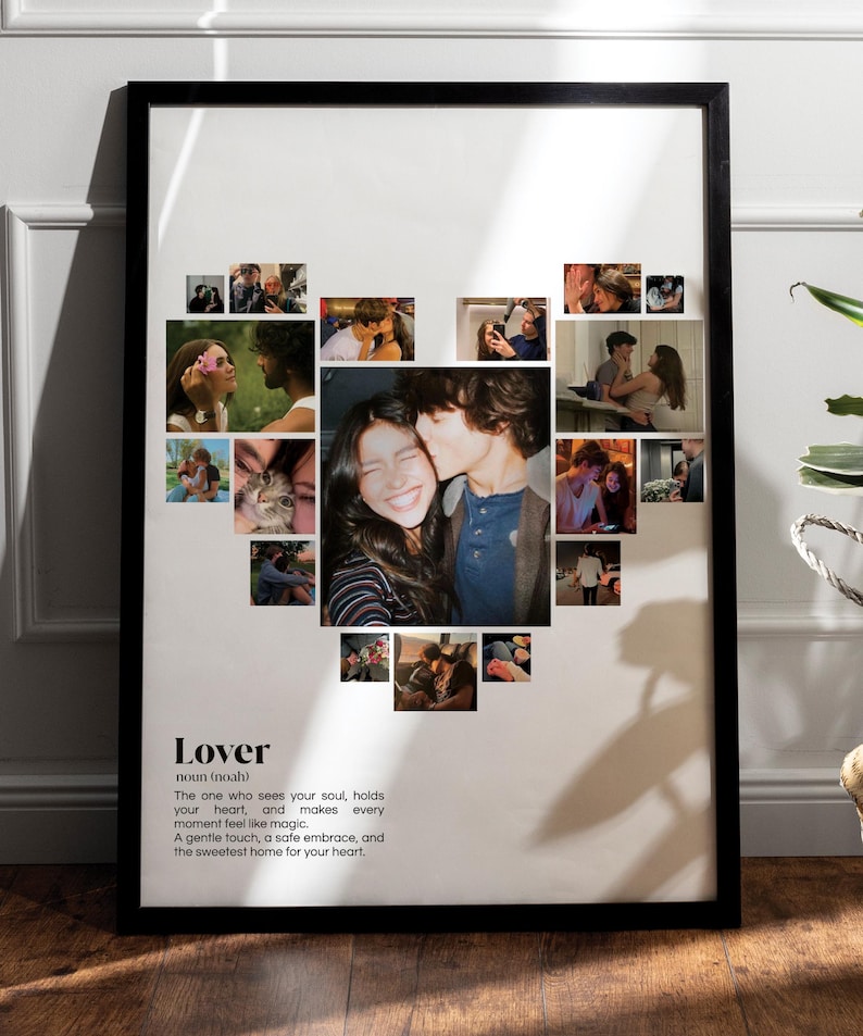 Custom Heart Photo Collage Template, Anniversary Gifts for Her or Him ...