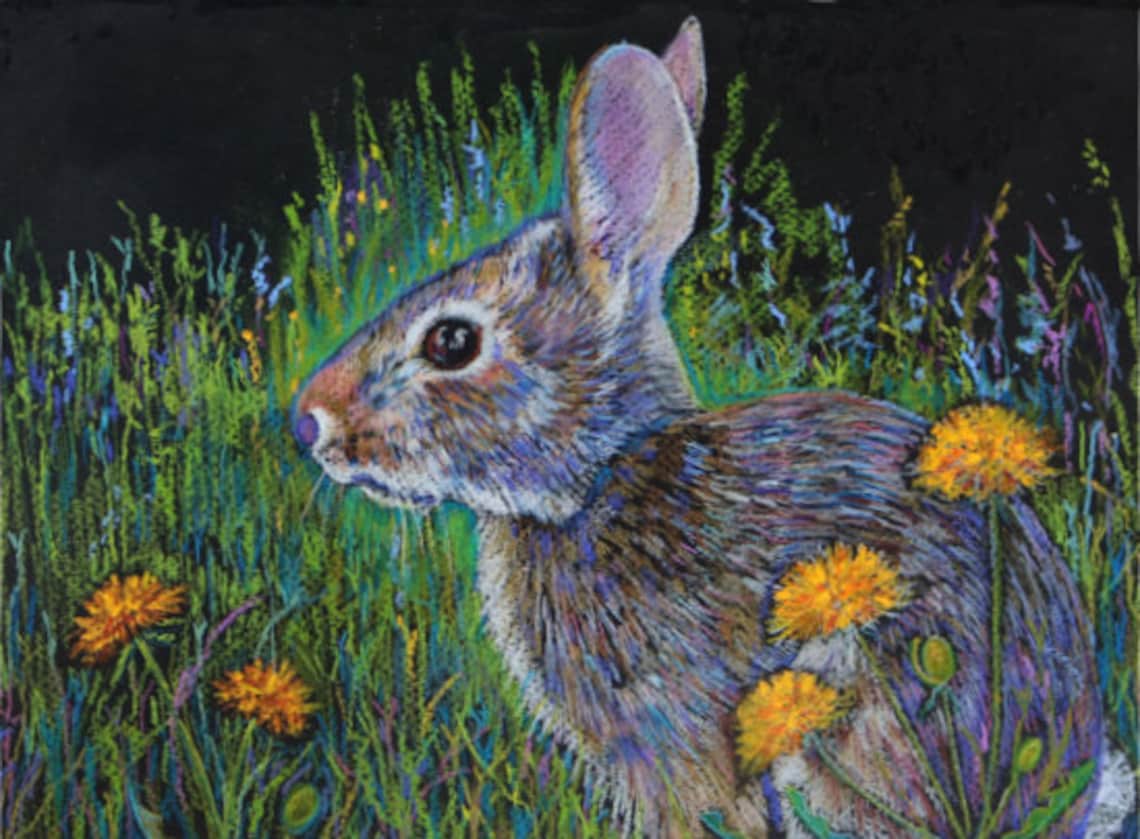 Rabbit art painting bunny rabbit whimsical illustration | Etsy