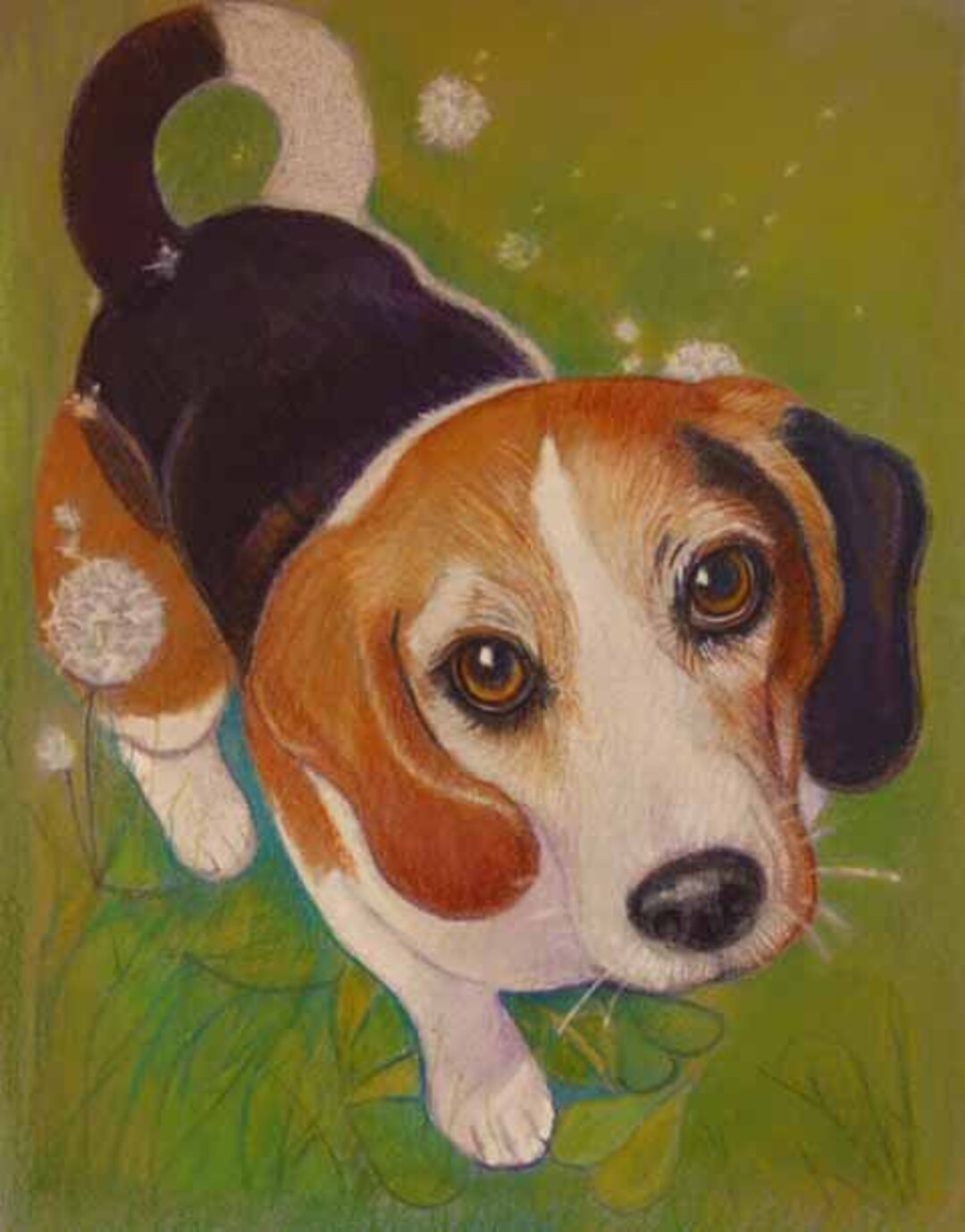Original Beagle Pastel Painting: Dog Portrait Art, Matted 12x16 - Etsy