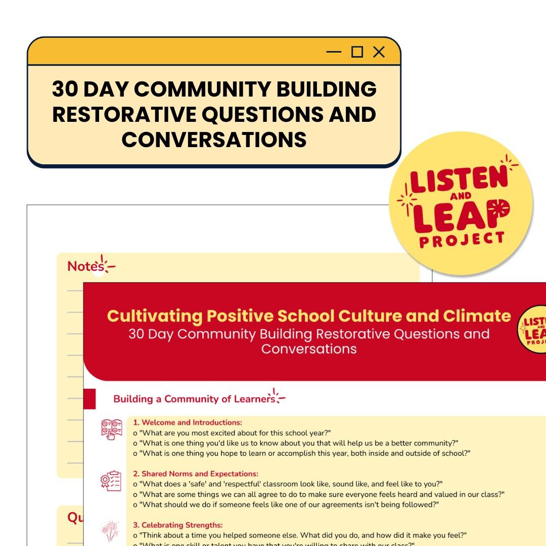 30 Days of Restorative Questions | Back to School SEL & Morning Meeting ...