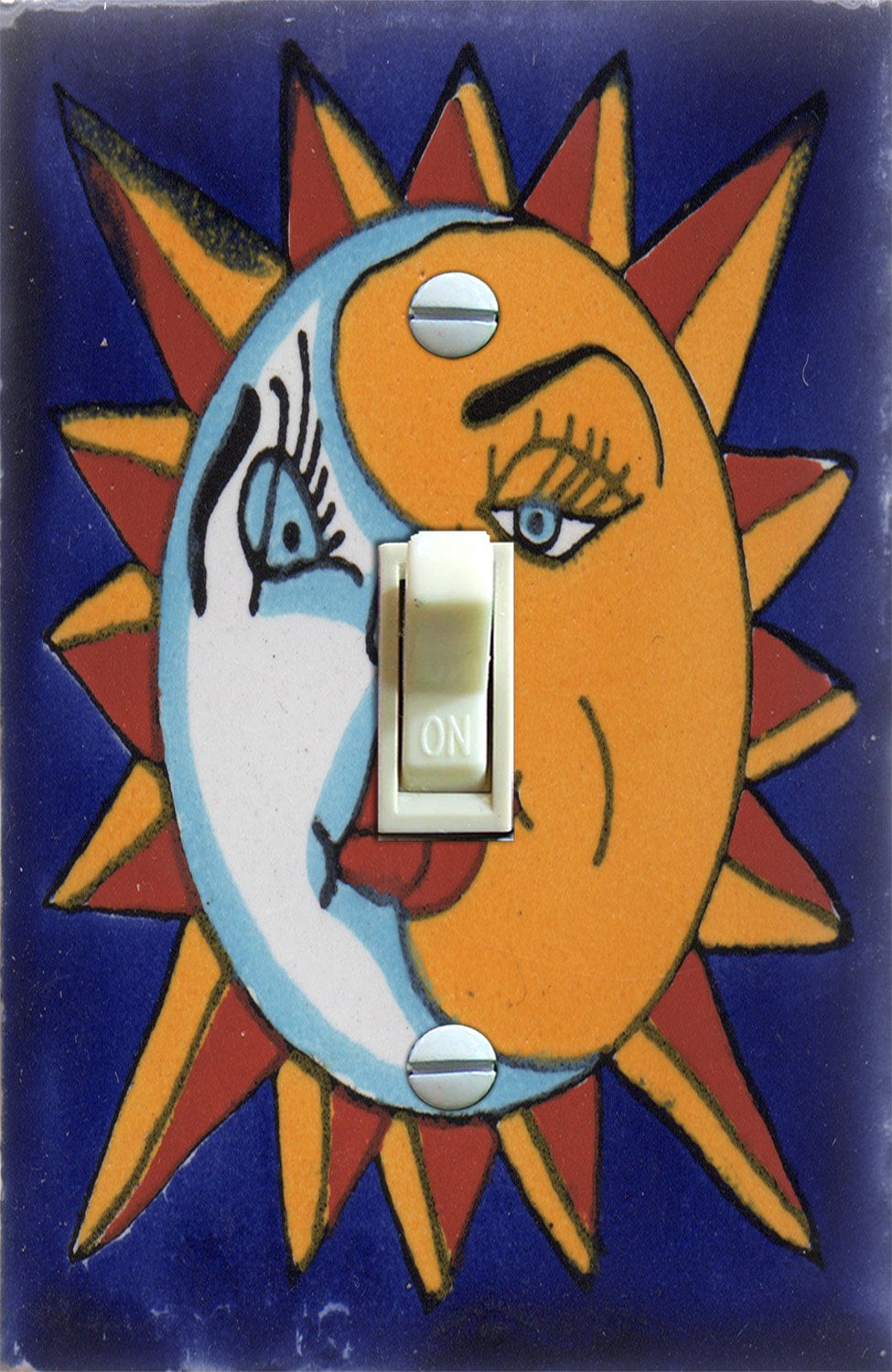 TALAVERA TILE (faux) Sun and Moon Switch Plate Double, Single, Outlet ...