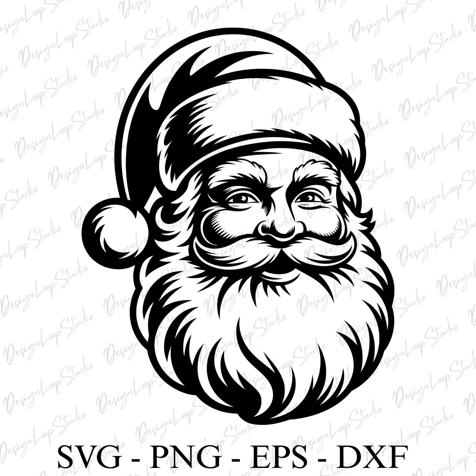 Christmas Santa Face Svg, Vintage Santa Svg, Father Christmas, Funny ...