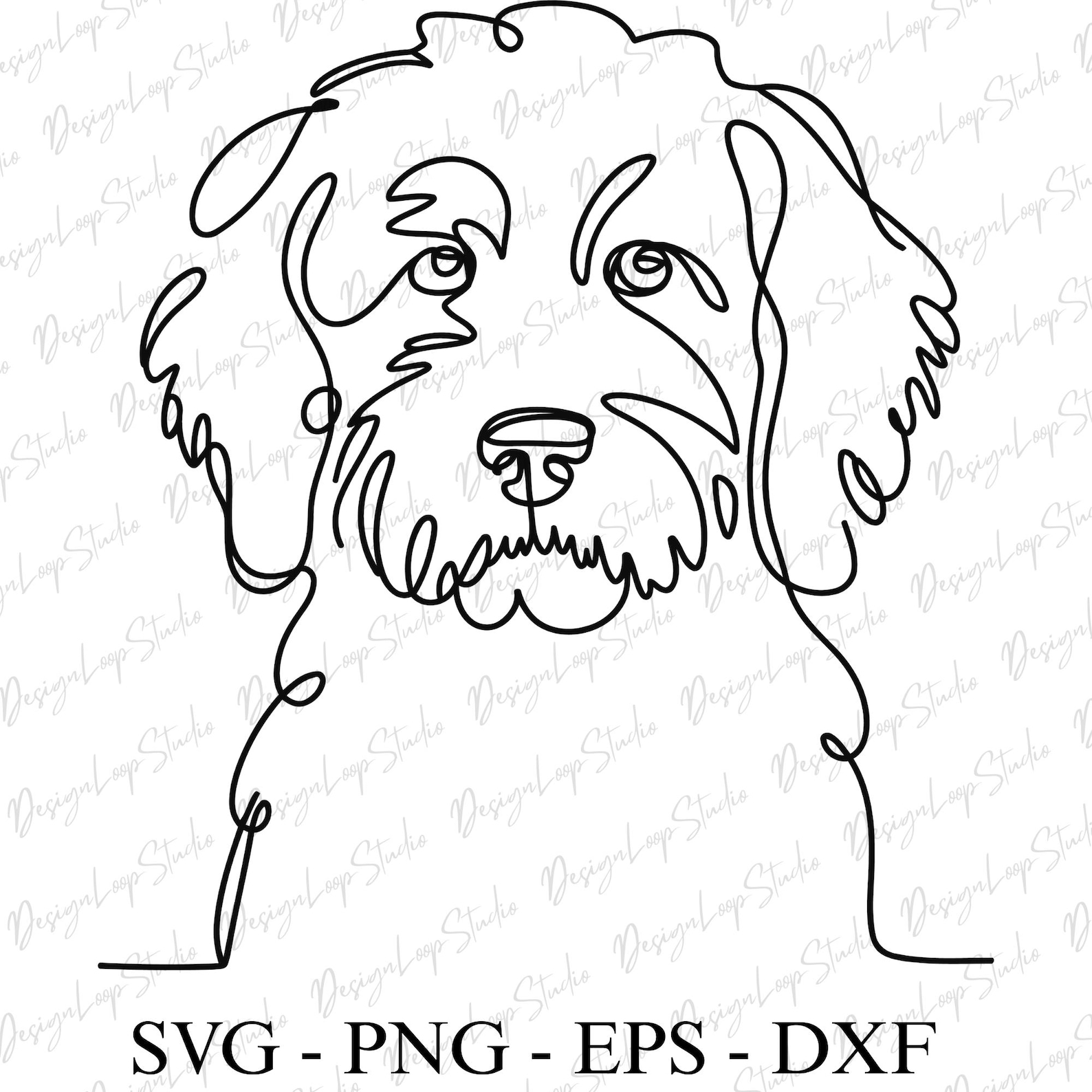 Goldendoodle Dog Line Art Svg | Png Dxf Eps | Vector Graphic Cut File ...