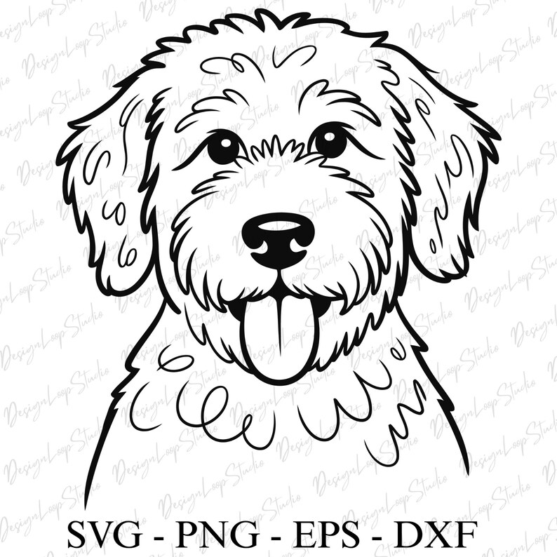 Goldendoodle Dog Line Art Svg | Png Dxf Eps | Vector Graphic Cut File ...
