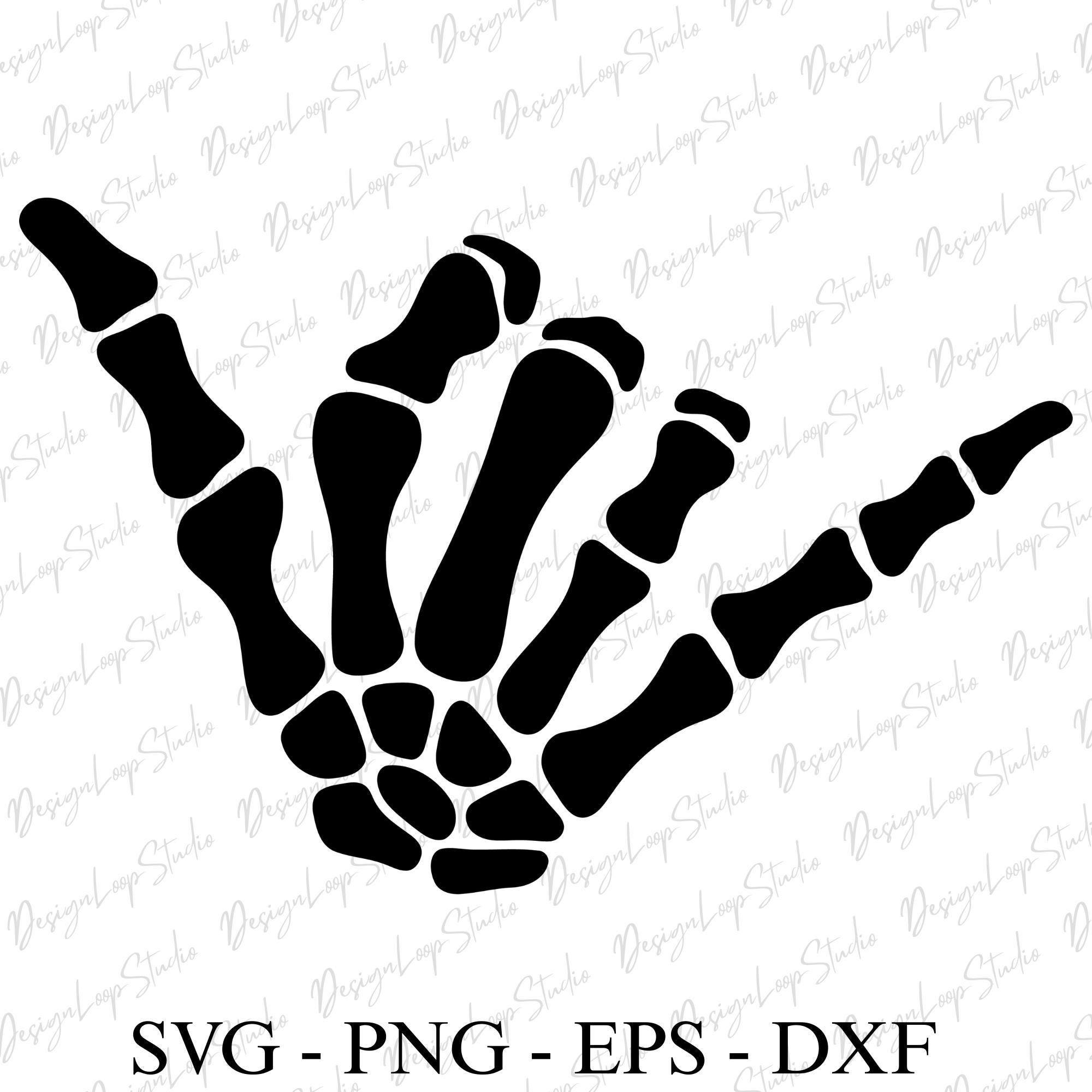 Shaka Skeleton Hand Sign Svg. Vector Cut File for Cricut, Png Eps Dxf ...