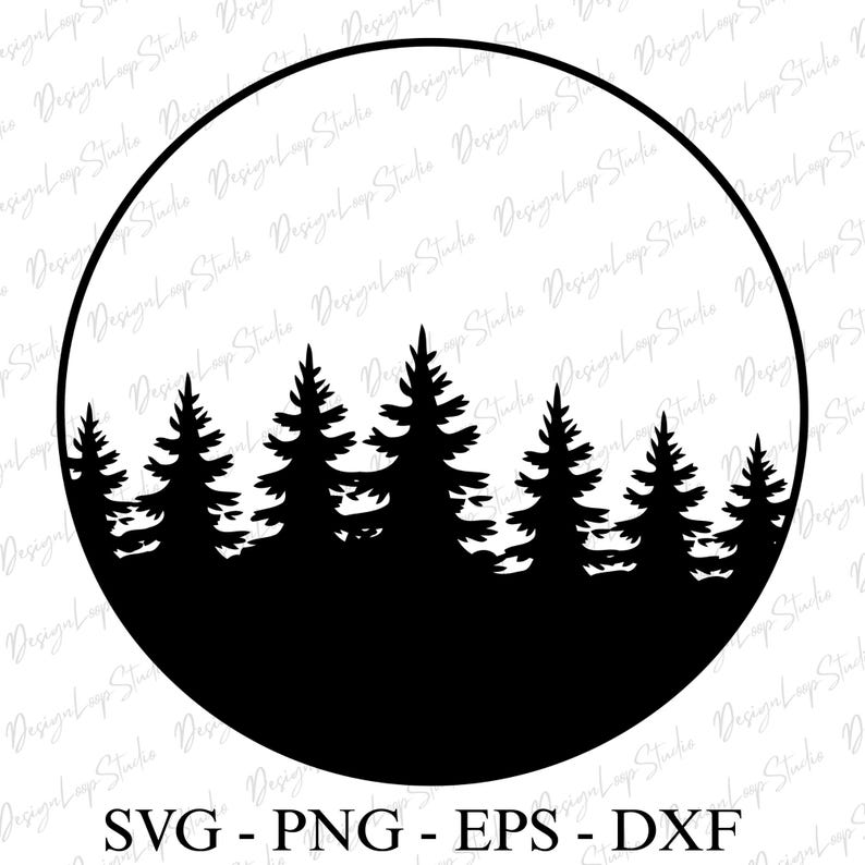 Forest Svg, Circle Monogram Svg, Trees Svg, Woods Svg. Png Eps Dxf ...