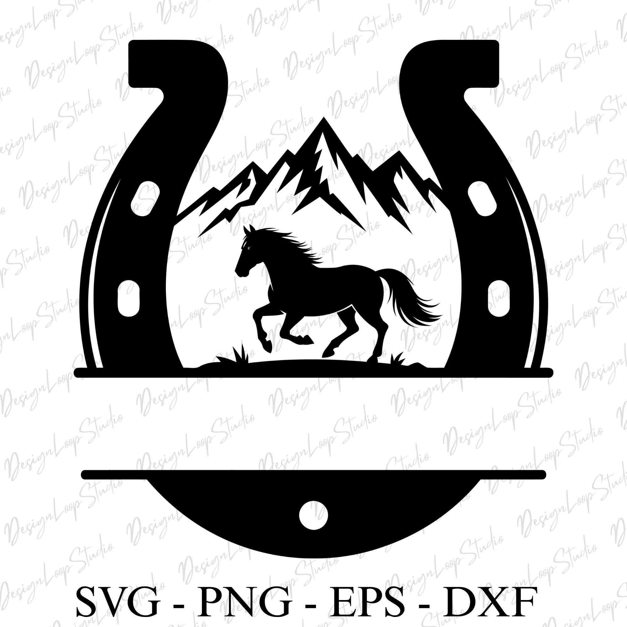 Horse Heart Svg, Horse Split Name Frame Svg, Horse Monogram Cut File ...