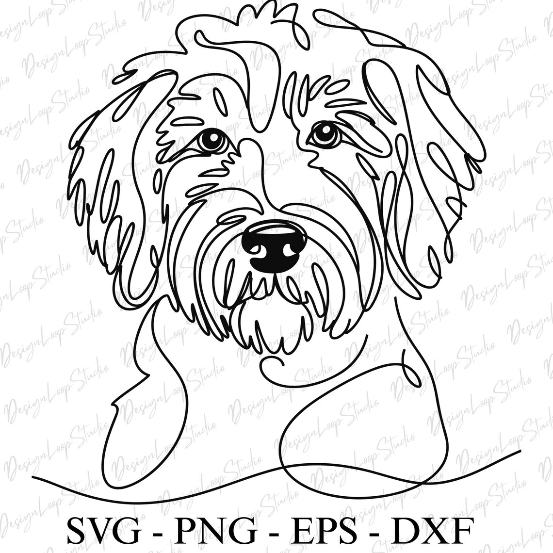 Goldendoodle Dog Line Art Svg | Png Dxf Eps | Vector Graphic Cut File ...