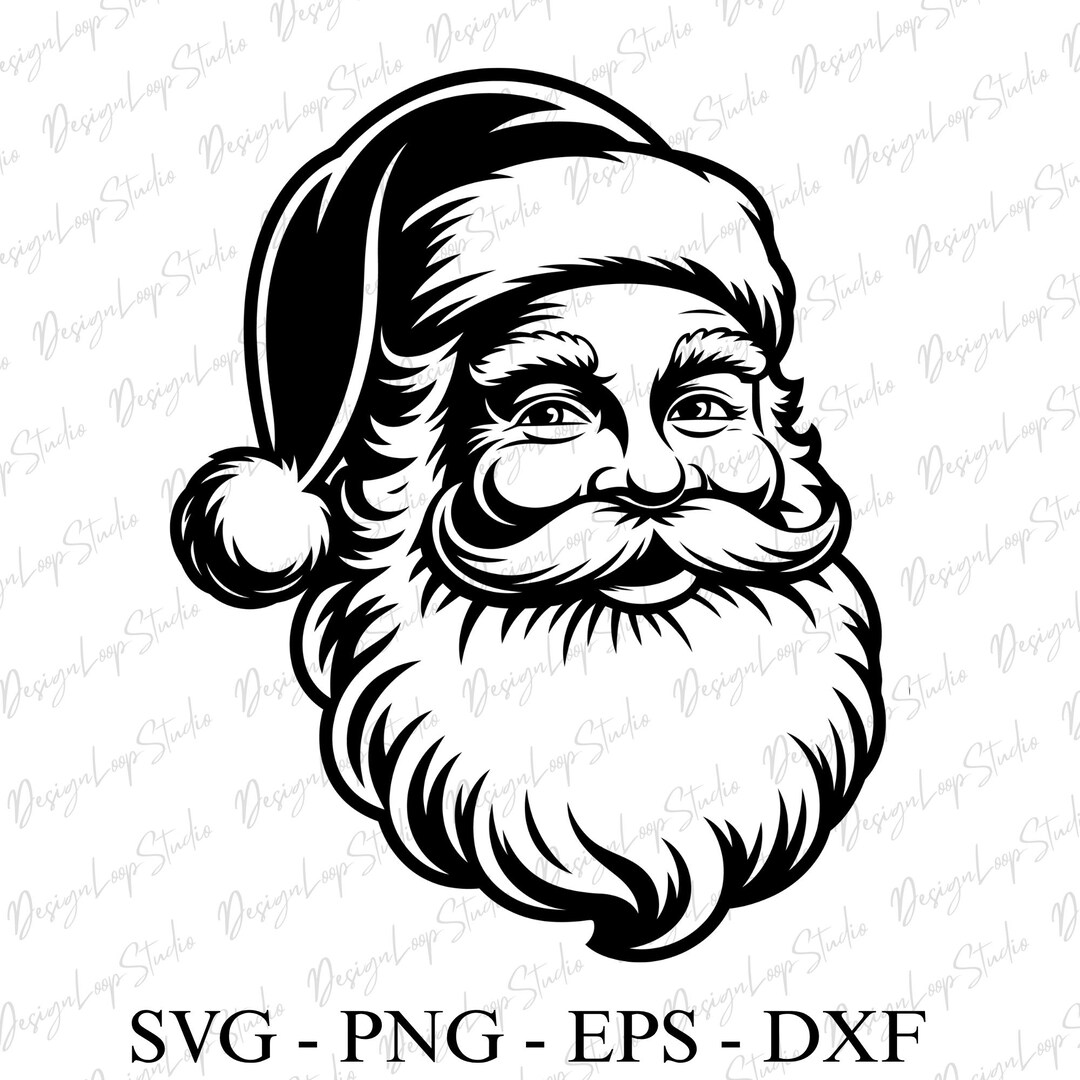 Christmas Santa Face Svg, Vintage Santa Svg, Father Christmas, Funny ...