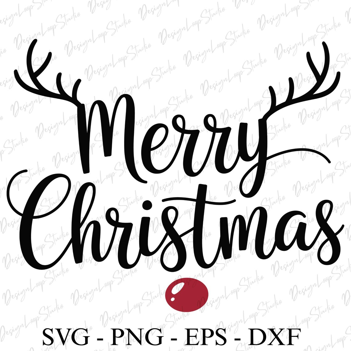 Merry Christmas Svg, Reindeer Antlers Svg, Christmas Hand Lettering ...