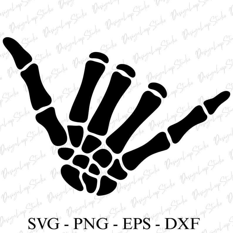 Shaka Skeleton Hand Sign Svg. Vector Cut File for Cricut, Png Eps Dxf ...