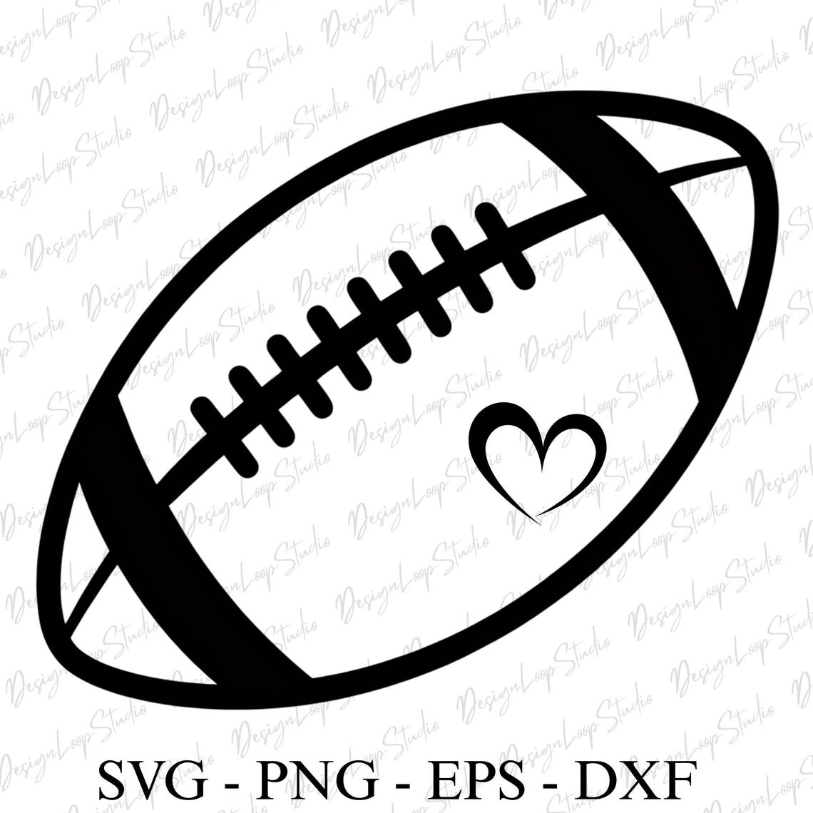 Football With Heart -- Svg, Png, Dxf, and Eps Files Included Instant ...