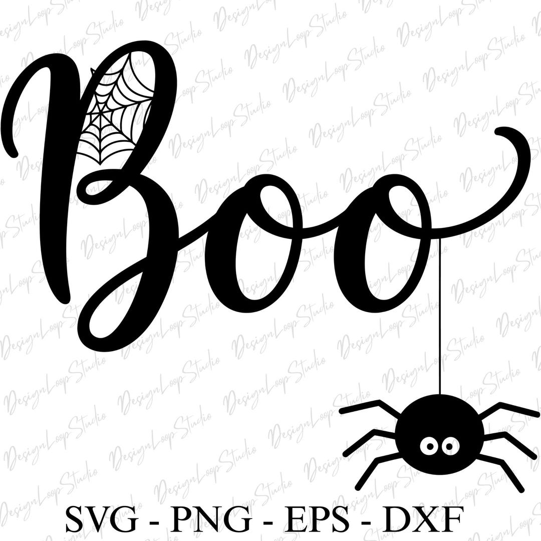 Boo Svg, Cute Spider Svg, Spider Web Svg, Halloween Decor Svg, Trick or ...