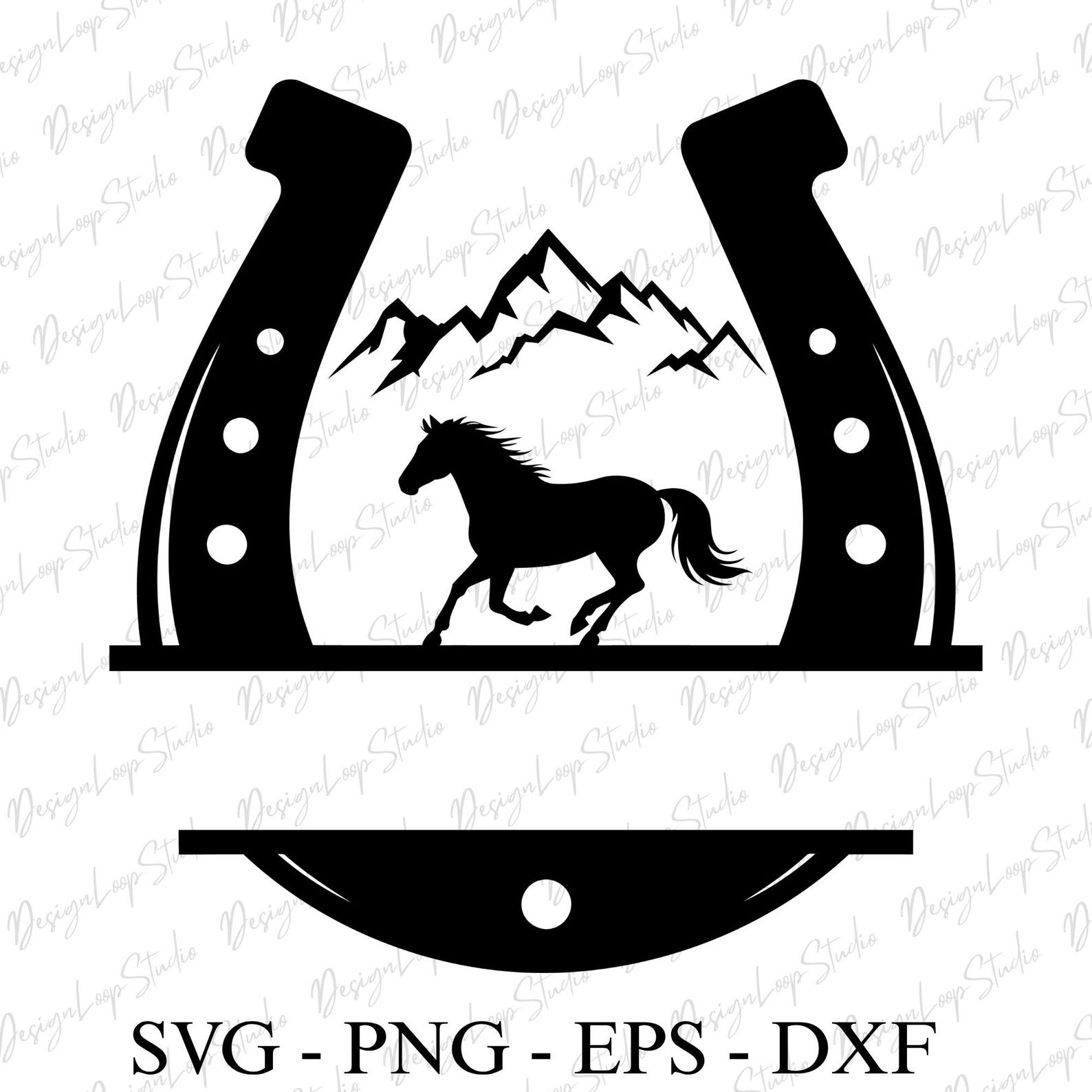 Horse Heart Svg, Horse Split Name Frame Svg, Horse Monogram Cut File ...