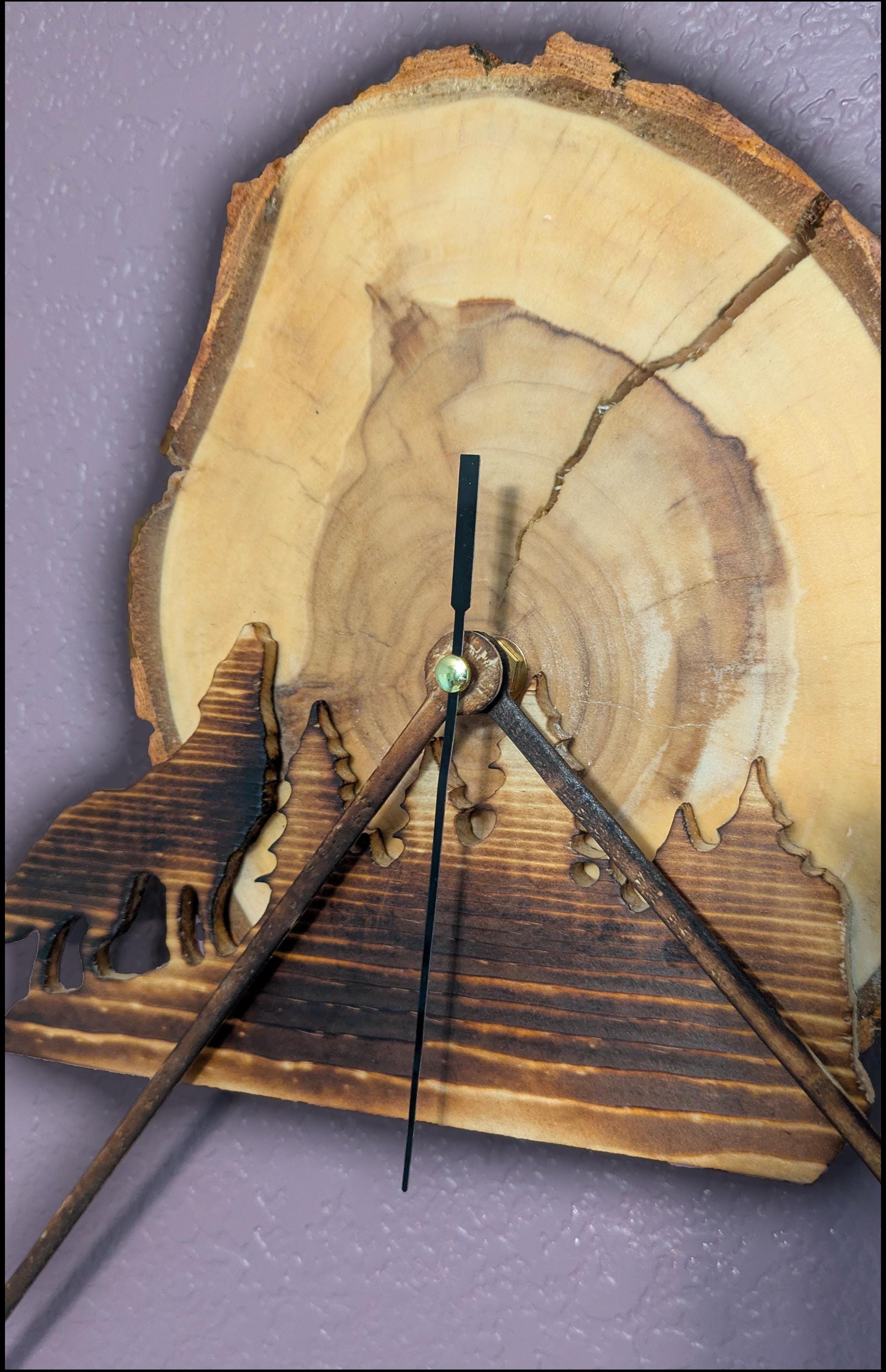 Rustic Wooden Wolf Wall Clock - Etsy