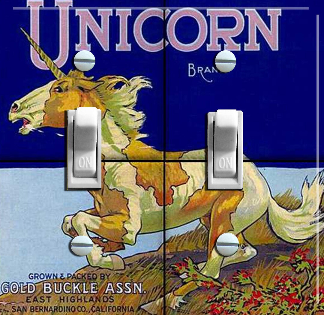Unicorn Brand Vintage Crate Label, Decorative Switch Plate Cover, Wall ...