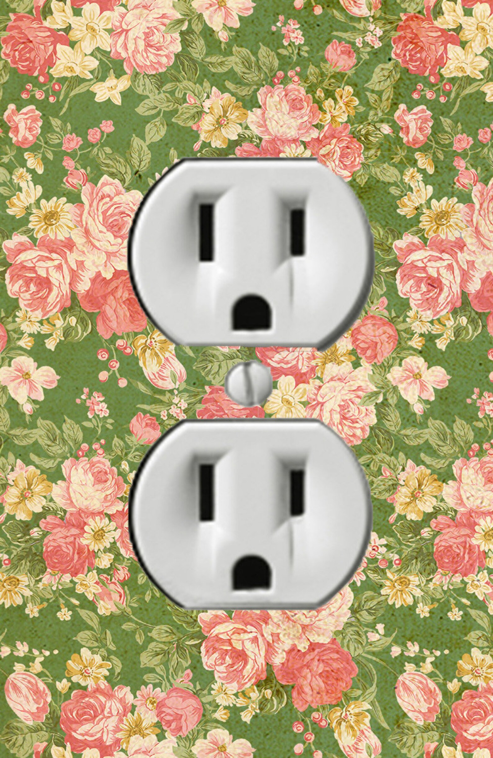 Pink Rose Floral Wallpaper Switch Plate Cover Wall Plate | Etsy