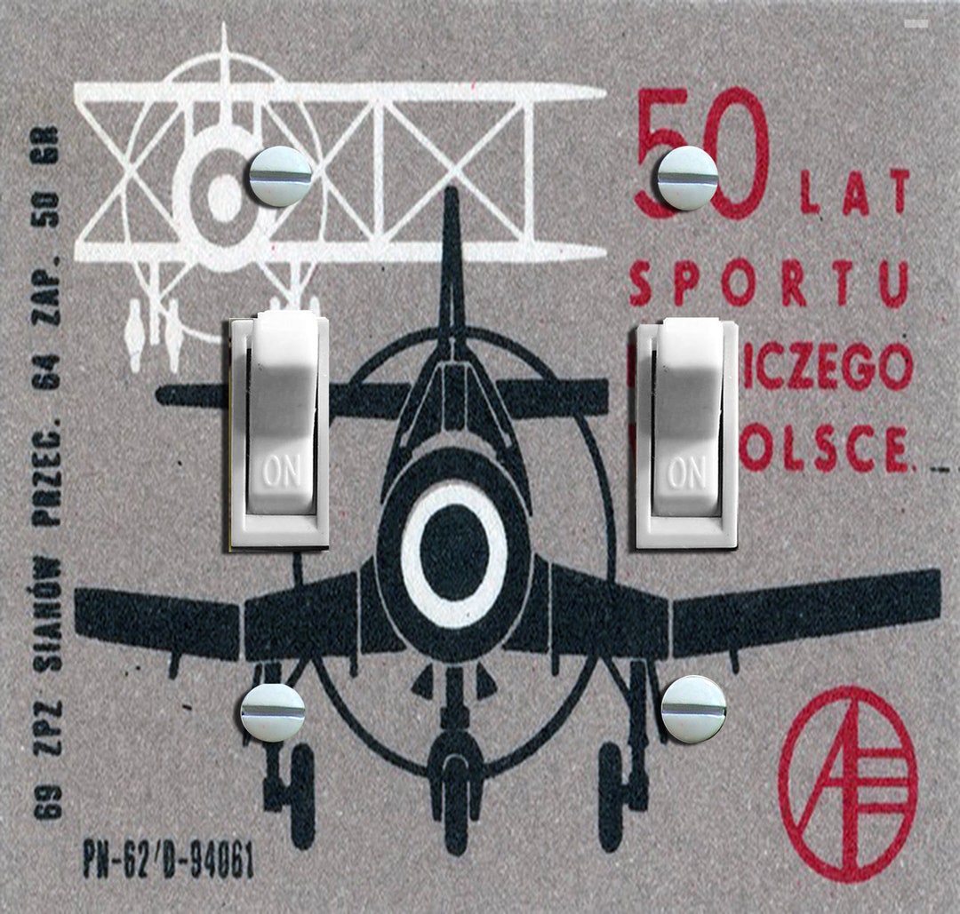 Polish Airplane Matchbook Cover, Switch Plate Cover, Wall Plate, Double ...