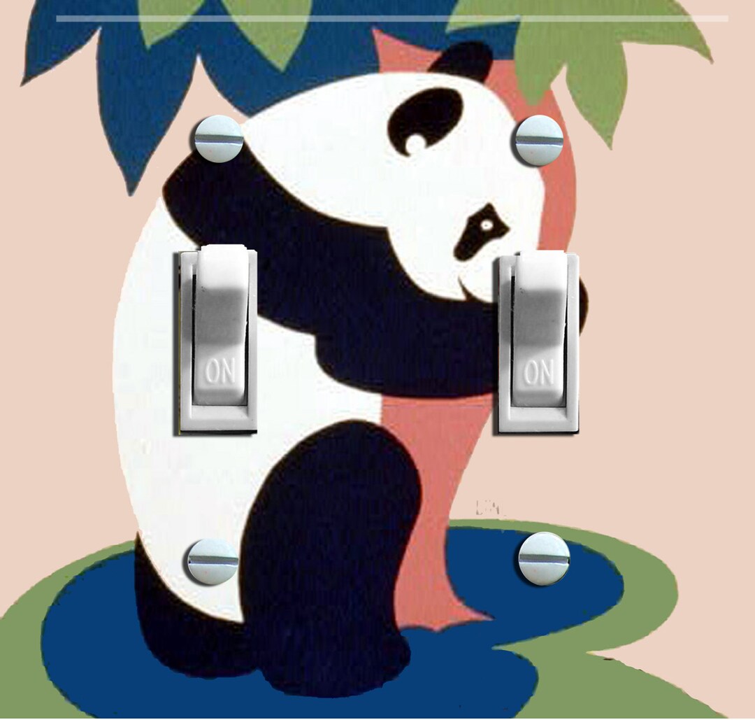 PANDA Vintage Zoo Poster, Switch Plate Cover, Wall Plate, Single/double ...