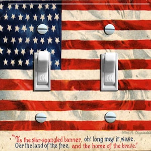 Vintage American Flag, Switch Plate Cover, Wall Plate, Double, Home ...