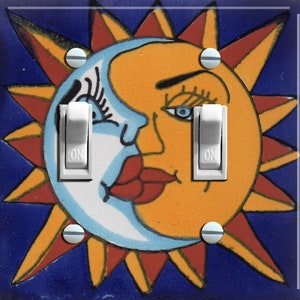 TALAVERA TILE (faux) Sun and Moon Switch Plate, Single, Double, Outlet ...