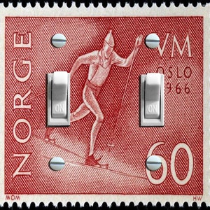 Norge Oslo 1966 Olympic Stamp, Switch Plate Cover, Wall Plate, Double ...