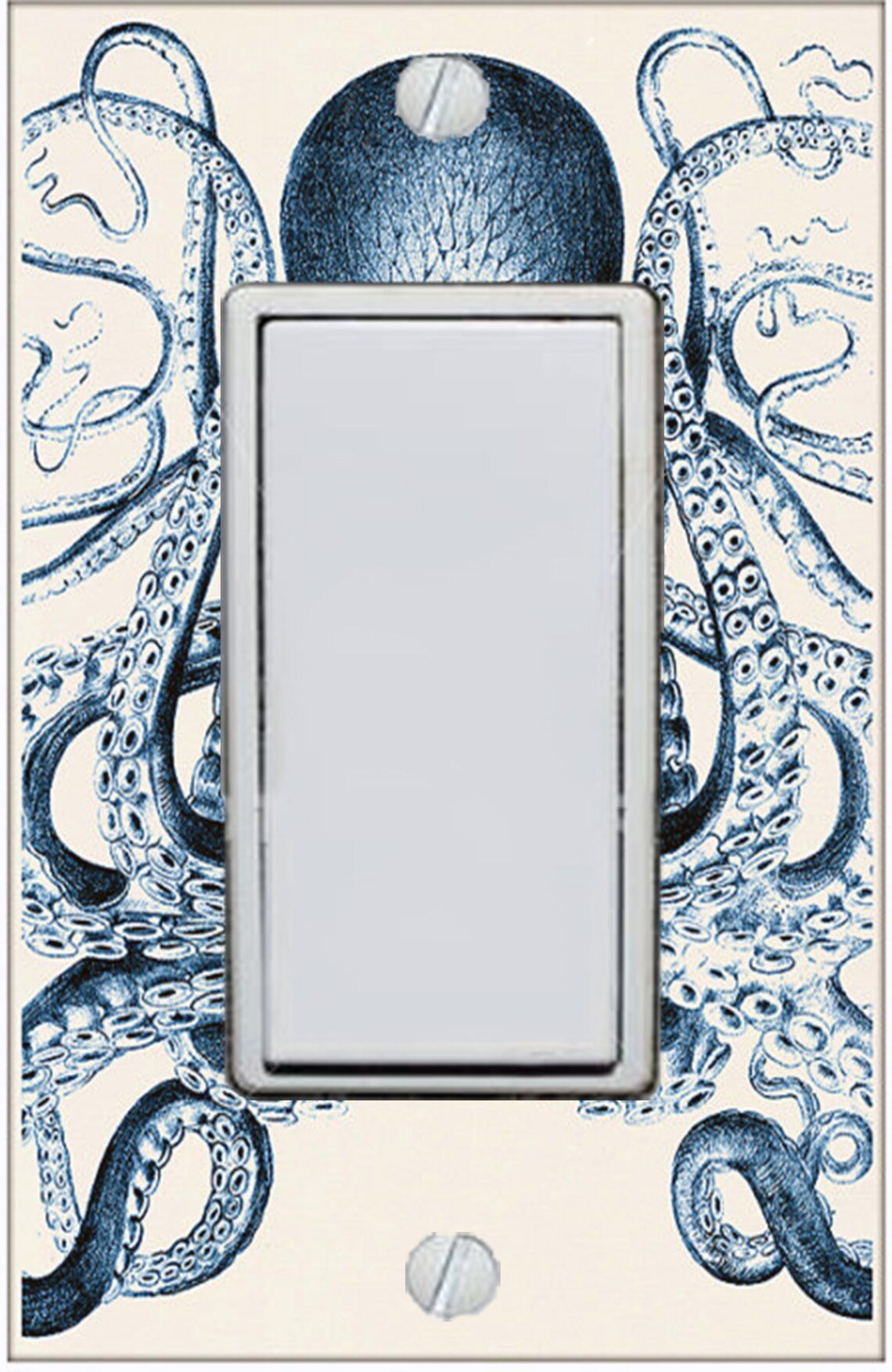 Vintage Blue Octopus Illustration Switch Plate Cover Wall - Etsy