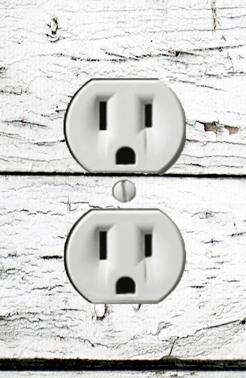 Chippy White Painted Faux Wood Light Switch Plate Switch | Etsy