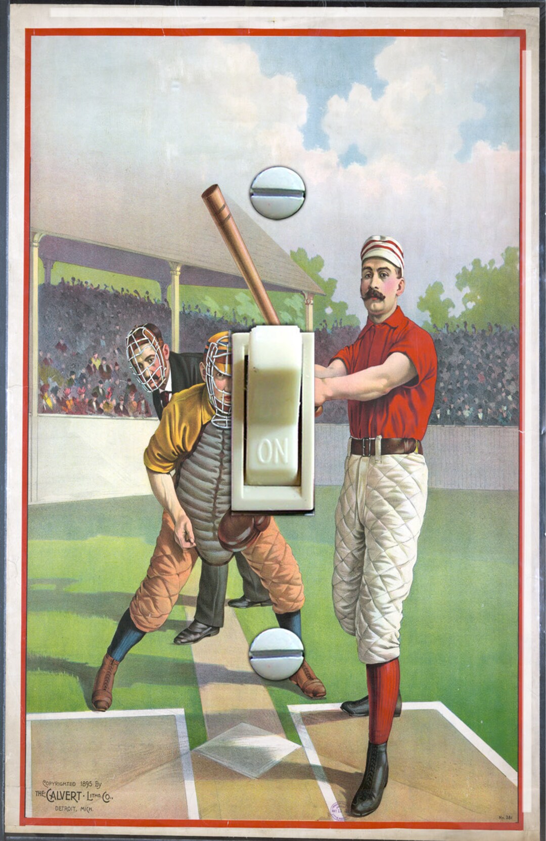 1895 Baseball Home Plate Illustration, Switch Plate Cover, Wall Plate ...