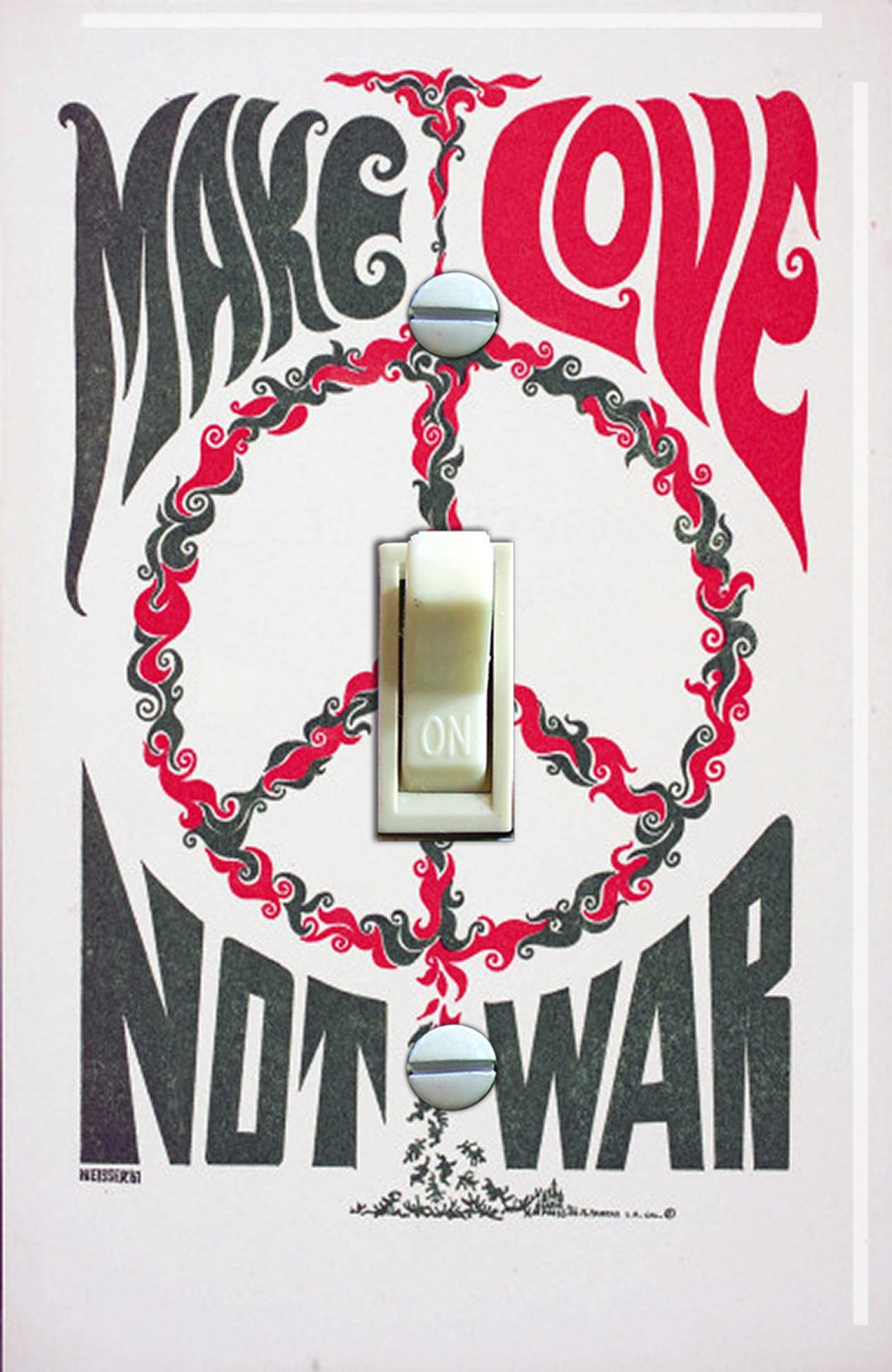 Make Love Not War Vintage Poster, Switch Plate Cover, Wall Plate ...