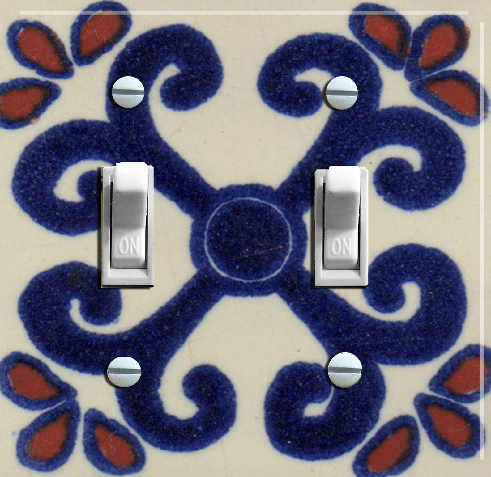 TALAVERA TILE (faux) Blue X's Switch Plate Single,double,outlet - Etsy