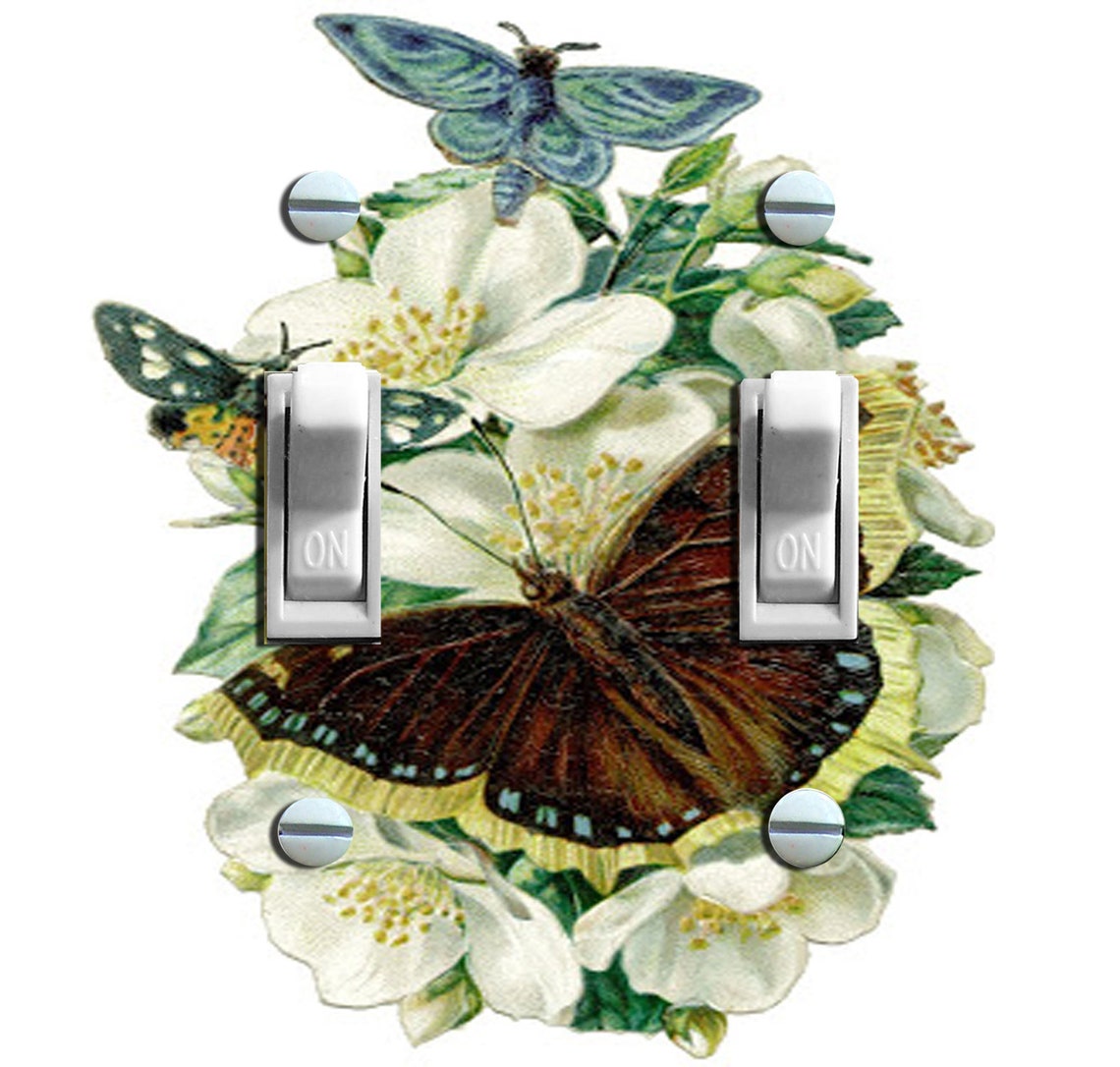 Vintage Butterfly & Dogwood Illustration, Switch Plate Cover, Wall ...