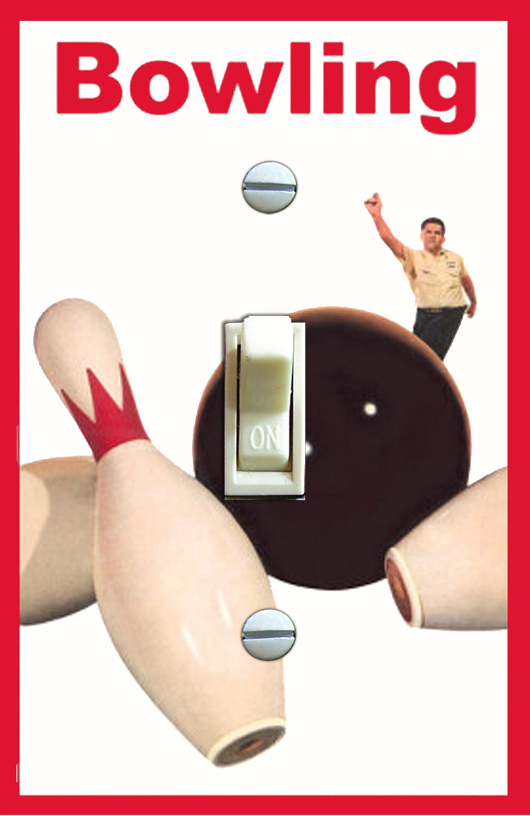 BOWLING Vintage Poster, Switch Plate Cover, Wall Plate, Single, Home ...