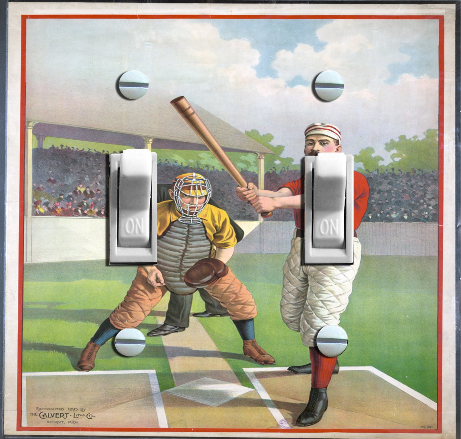 1895 Baseball Home Plate Illustration, Switch Plate Cover, Wall Plate ...