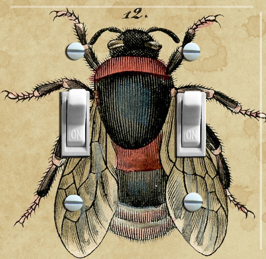 Blue or Red BEE, Decorative Switch Plate Cover, Wall Plate, Double ...