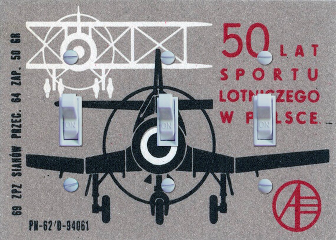 Polish Airplane Matchbook Cover, Switch Plate Cover, Wall Plate, Double ...