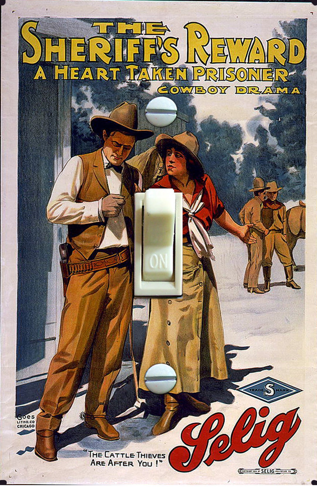 SELIG SHERIFF Vintage Movie Poster, Switch Plate Cover, Wall Plate ...