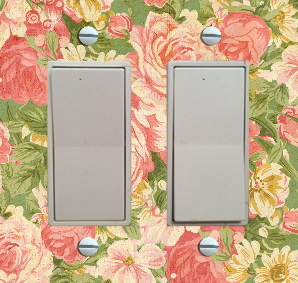 Pink Rose Floral Wallpaper Switch Plate Cover Wall Plate | Etsy