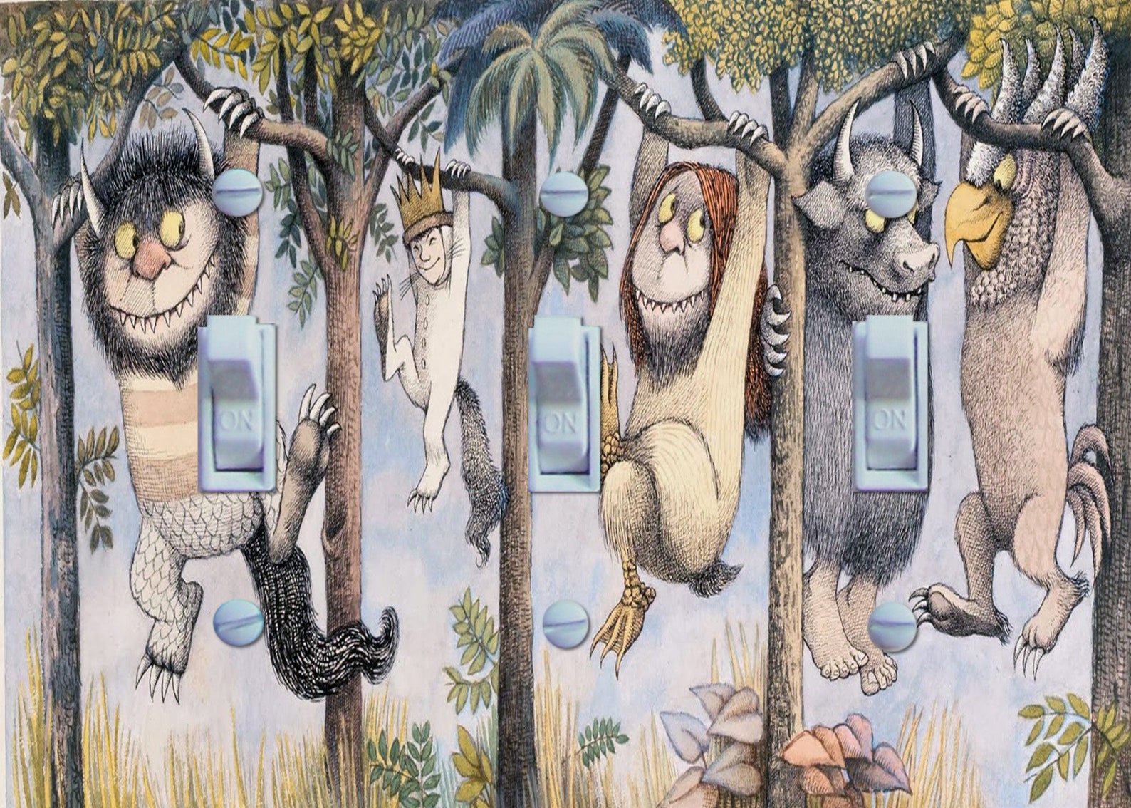 Where the Wild Things Are Illustration, Switch Plate Cover, Wall Plate ...