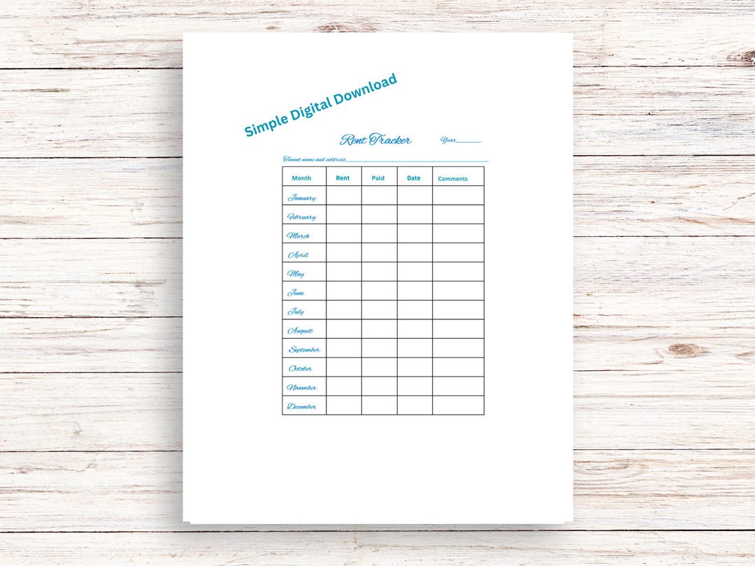 Printable Tenant Rent Tracker: Landlord Organizer (digital Download) - Etsy