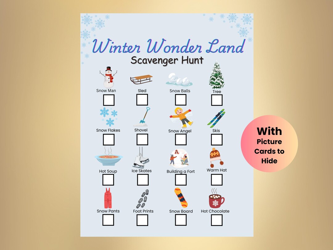Winter Wonderland Scavenger Hunt: Kids' Indoor/outdoor Activity ...