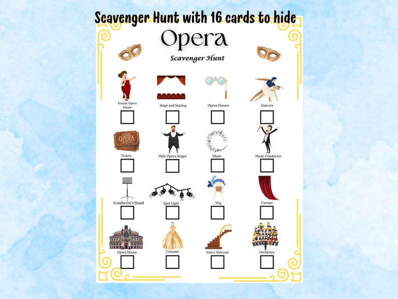 Opera Scavenger Picture Hunt Printable | Fun for All Ages - Etsy
