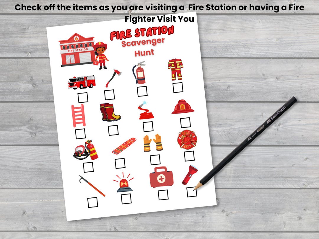 Fire Station Scavenger Hunt: Firefighter Birthday Party Game (digital ...
