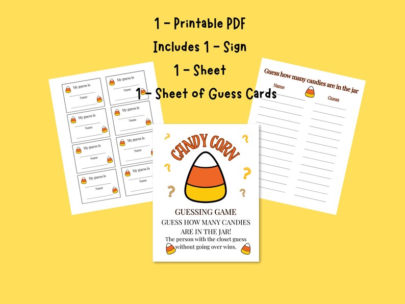 Candy Corn Guessing Game Printable for Halloween Parties or Classrooms ...