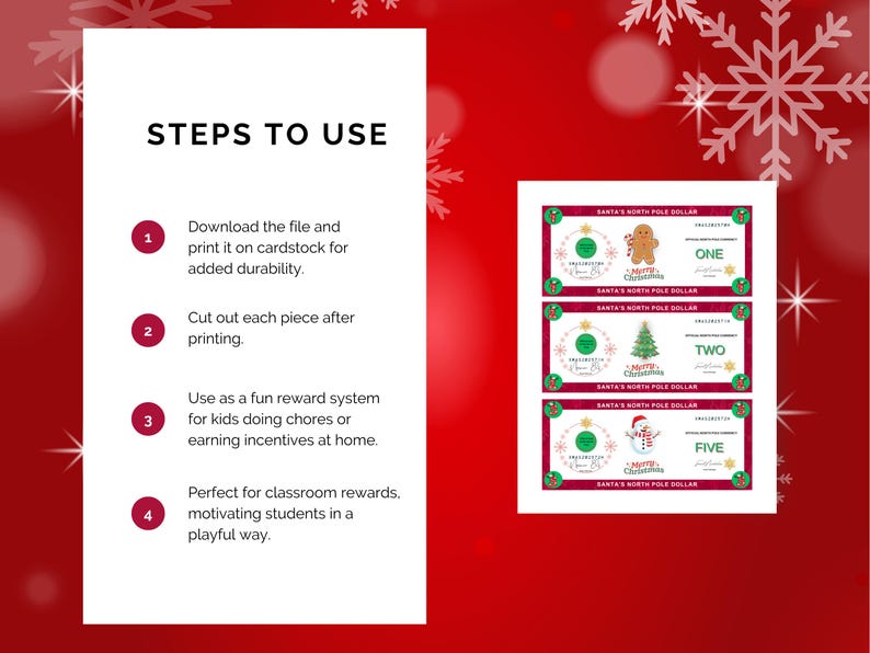 Printable North Pole Reward Money | Santa Christmas Dollars (set of 9 ...